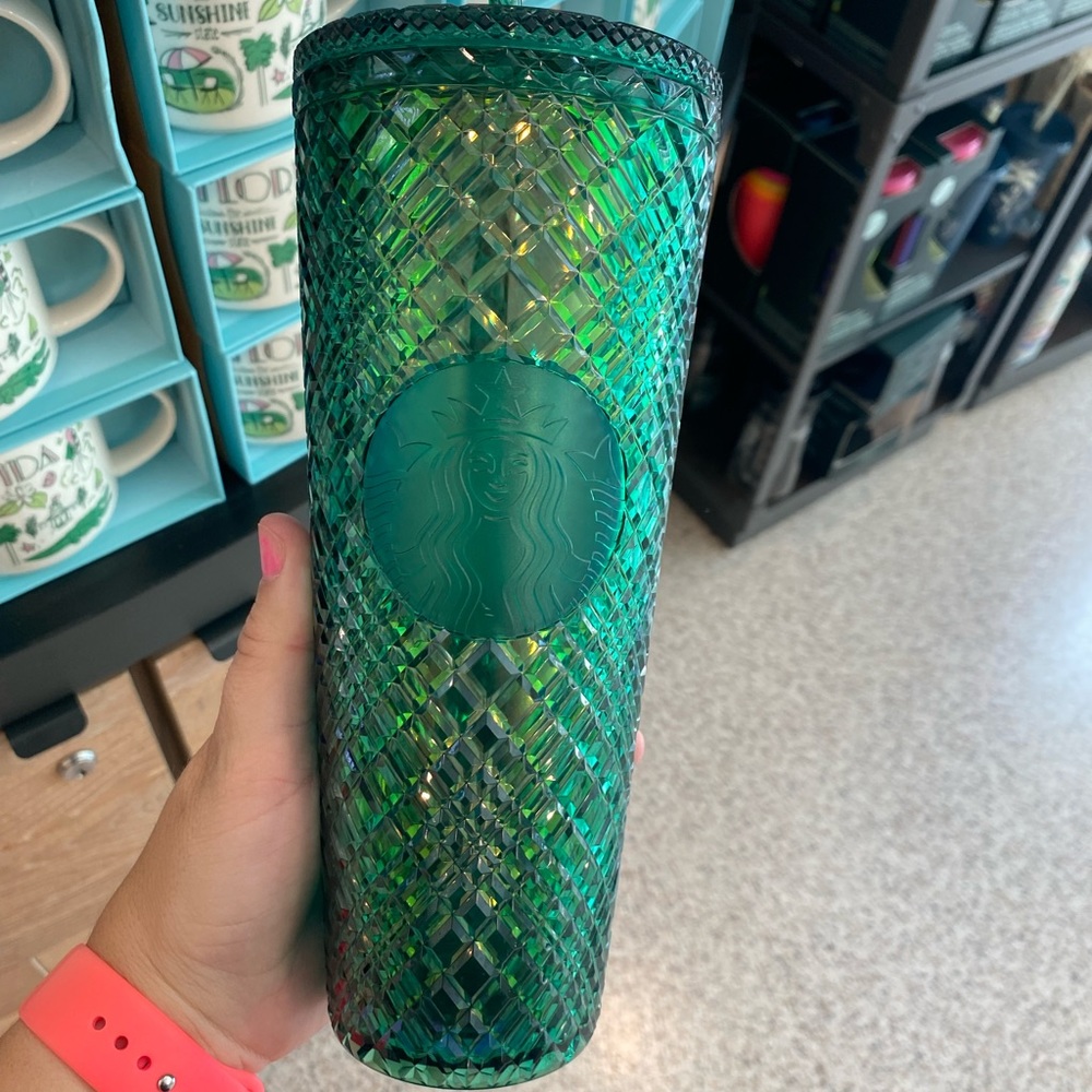 New - Starbucks Summer 2022 Metallic Green Studded Ve… - Gem